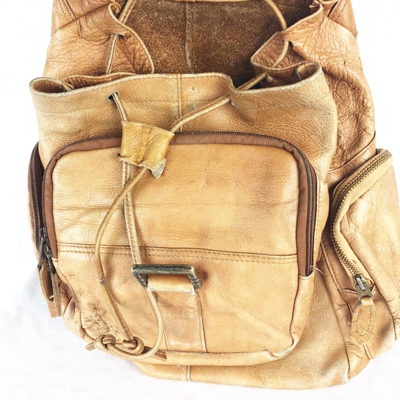 Handmade | Bags | Vintage Worn Weathered Leather Backpack Brass | Poshmark